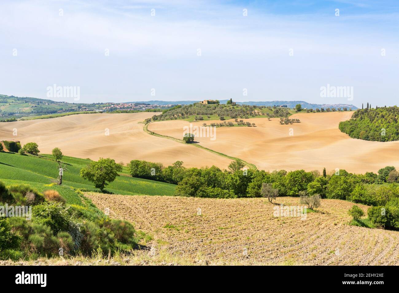 Rural landscape view with rolling fields Stock Photo - Alamy