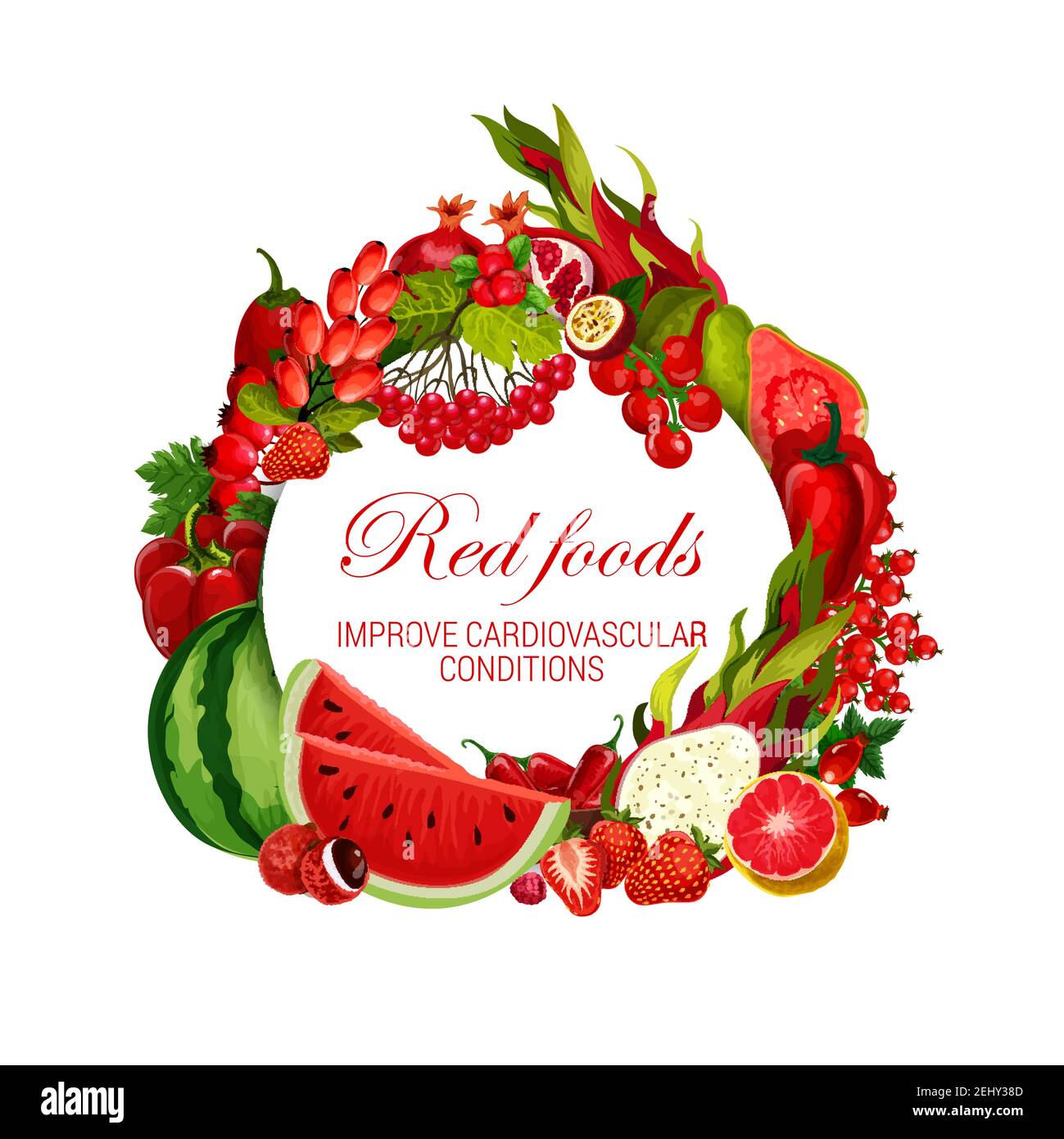 Red food nutrition, color diet healthy vegan vegetables, fruits and ...