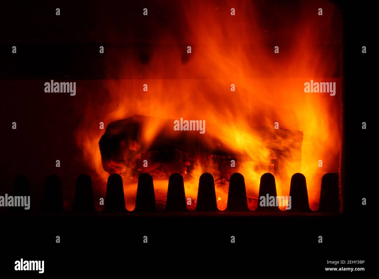 Blazing fire place on a cold evening Stock Photo - Alamy