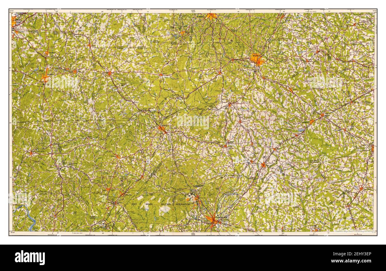 Raleigh, North Carolina, map 1954, 1:250000, United States of America ...