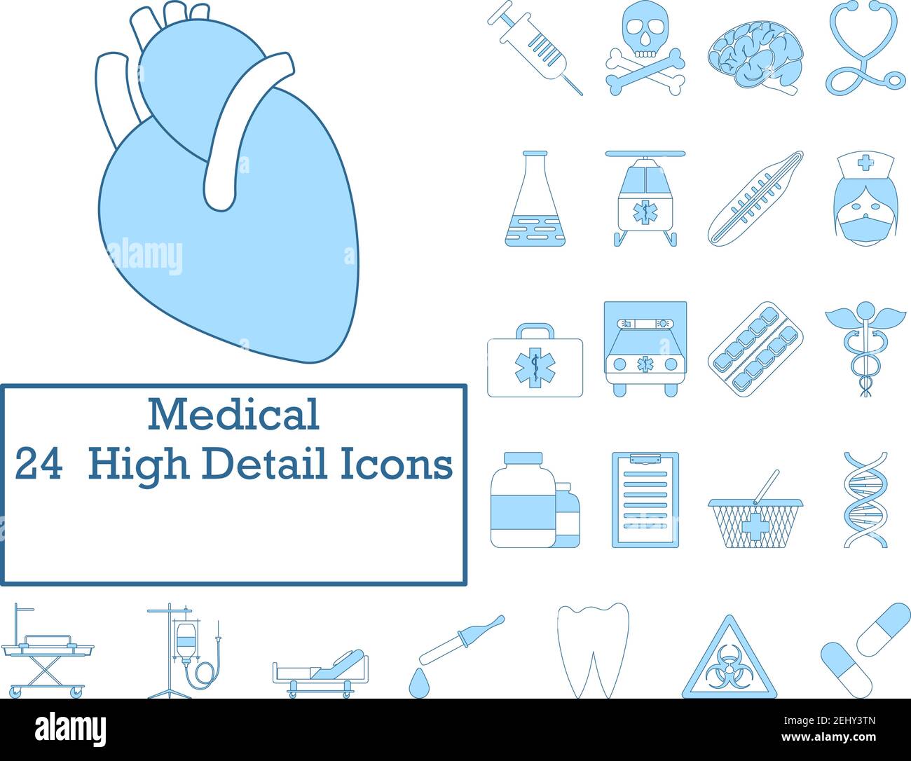Medical Icon Set. Thin Line With Blue Fill Design. Vector Illustration ...