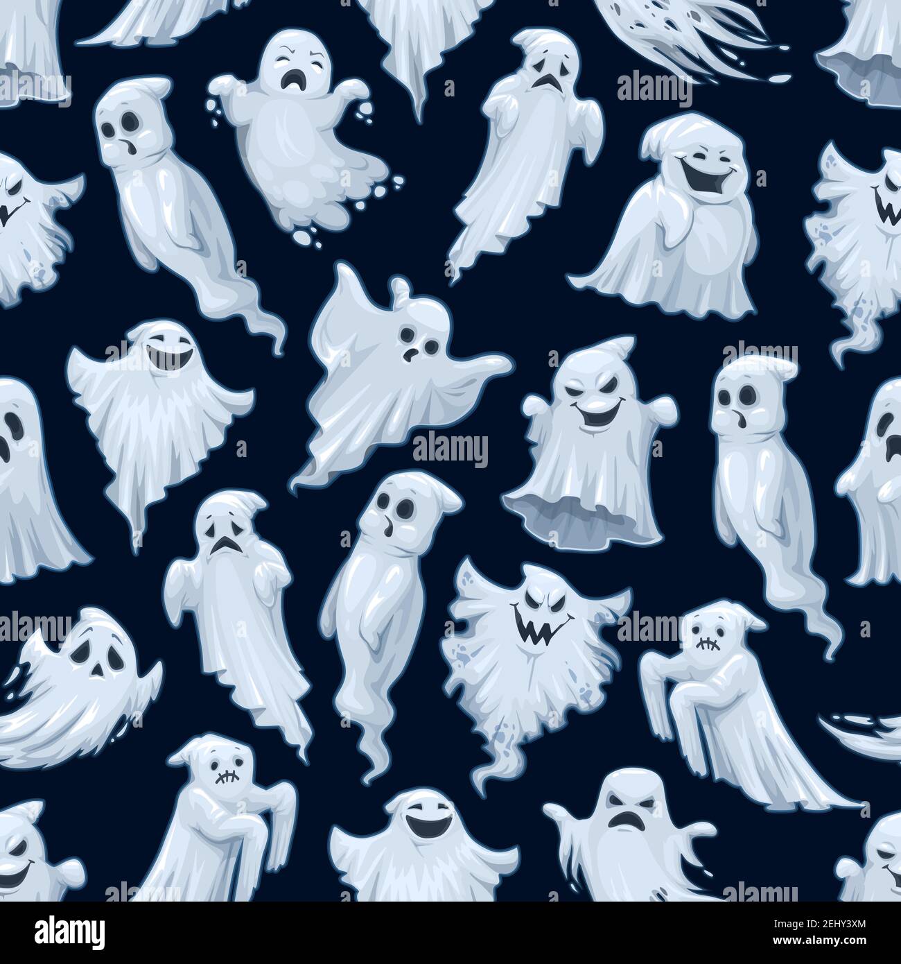 Halloween cartoon ghost pattern background. Vector Happy Halloween ...