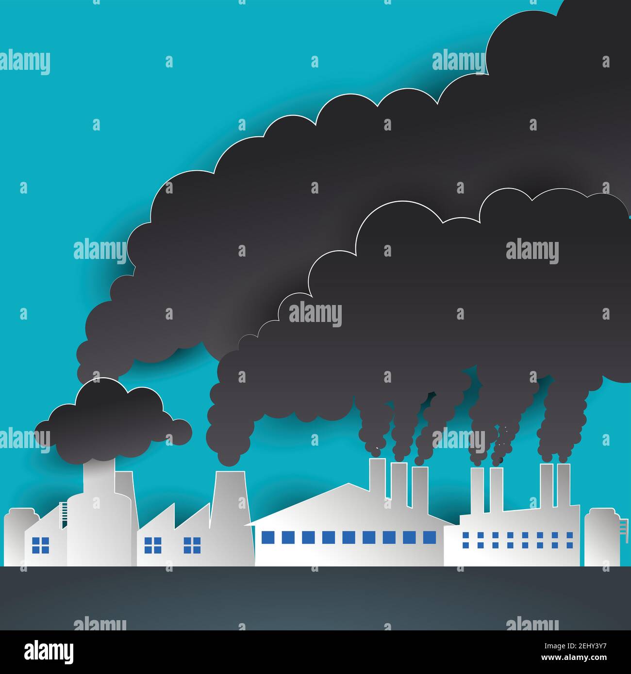 polluting air from factory pipe and cesspit, environmental for ...