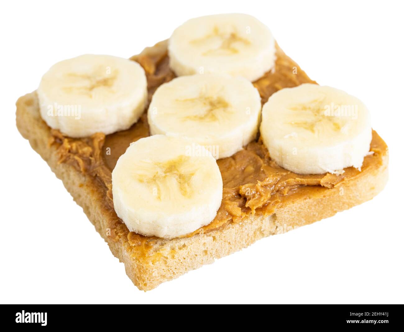 toast with peanut butter and banana isolated on white background Stock ...