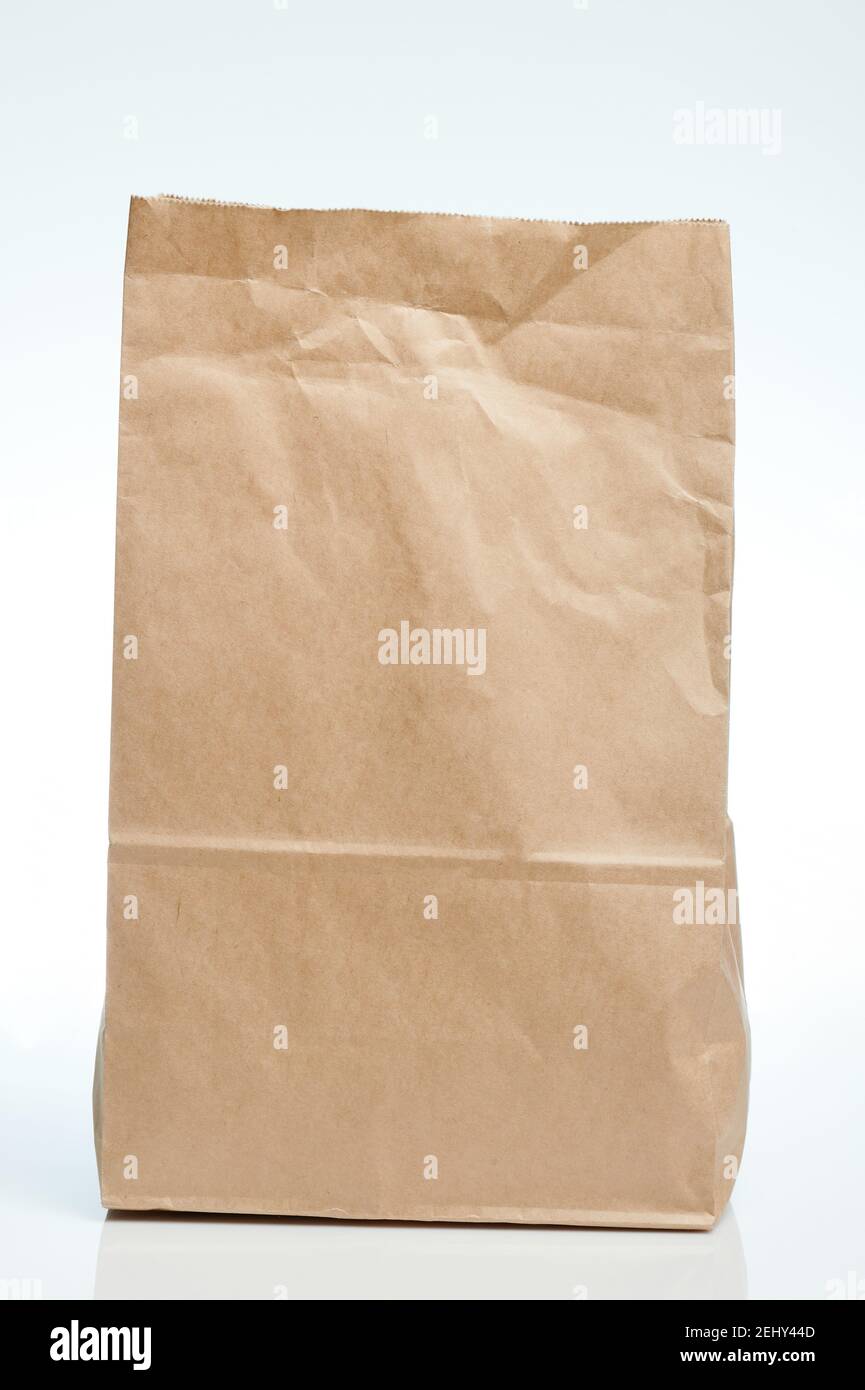 Front view brown paper bag isolated on white studio background Stock ...