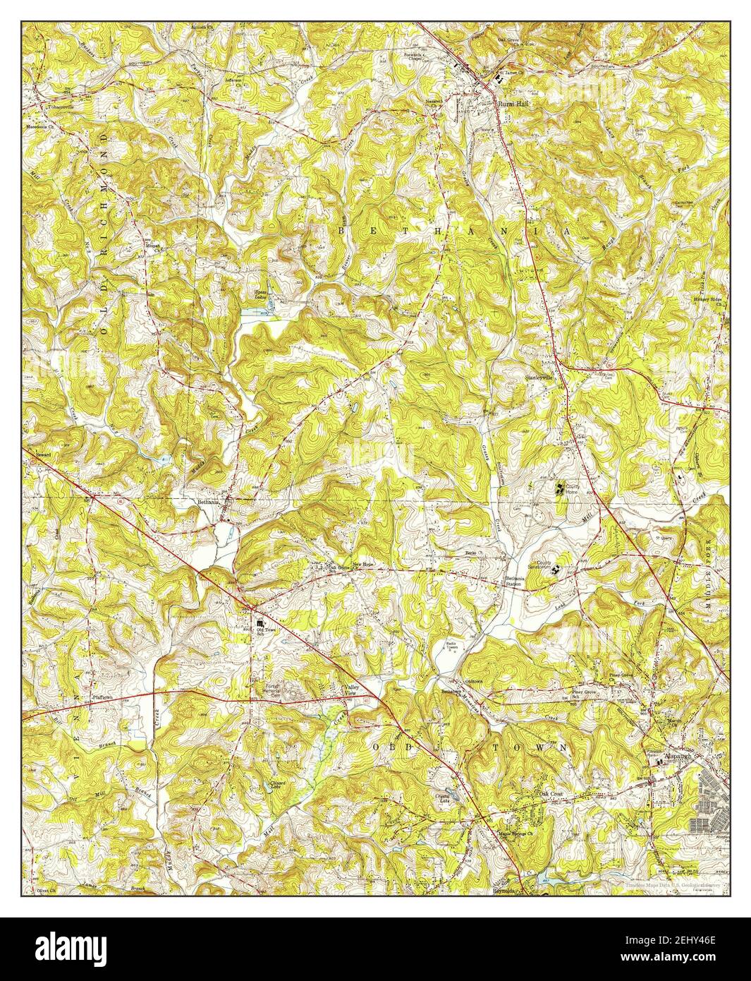 Rural Hall, North Carolina, map 1951, 1:24000, United States of America ...