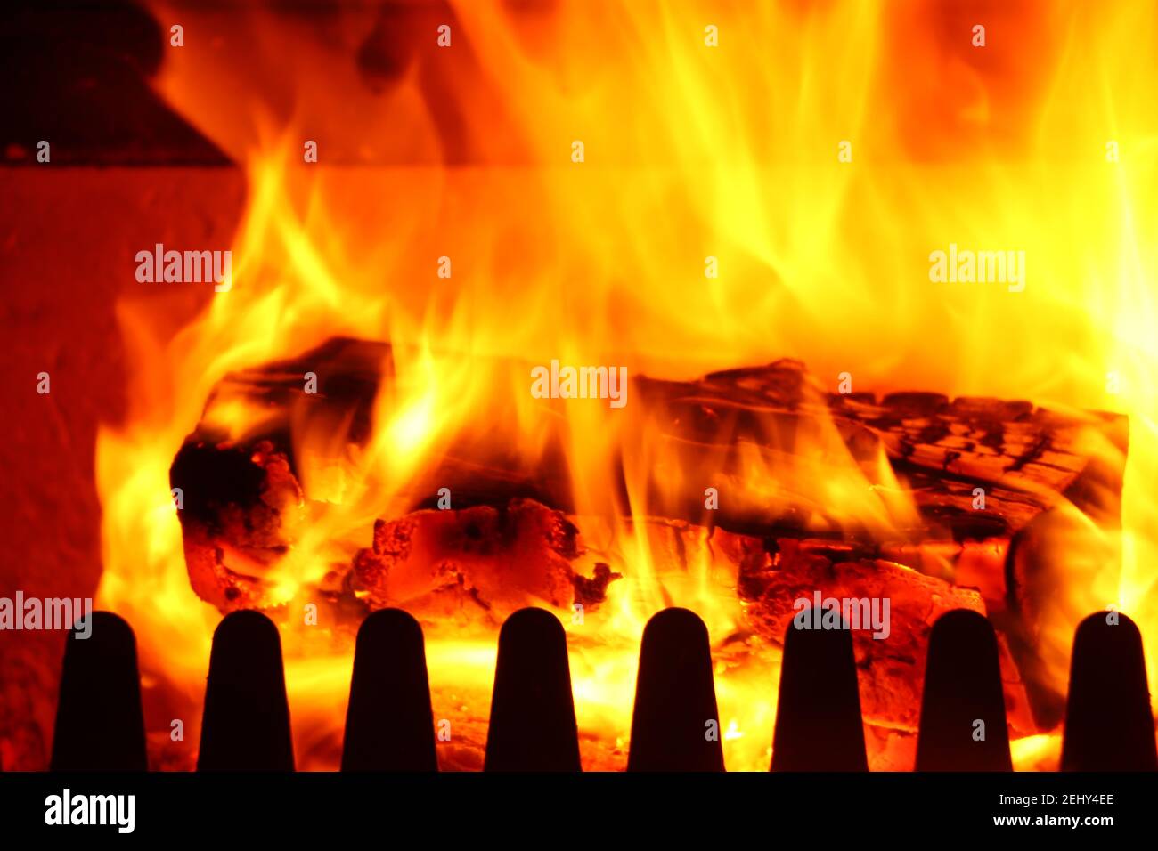 Blazing fire place on a cold evening Stock Photo - Alamy