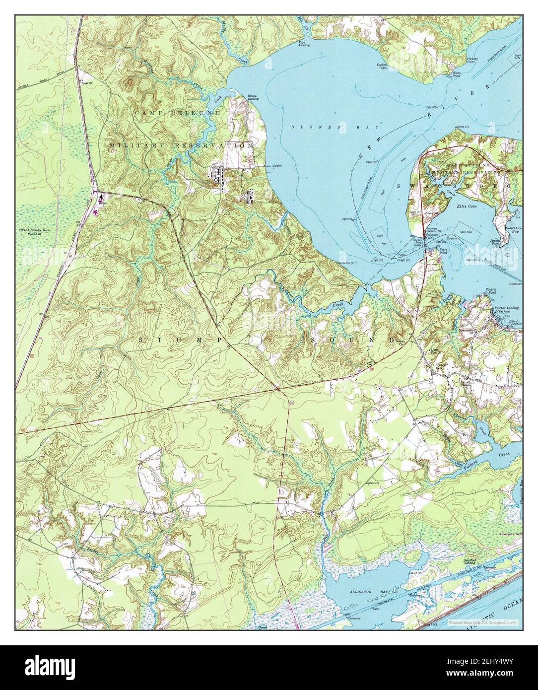 Sneads Ferry, North Carolina, map 1952, 1:24000, United States of ...