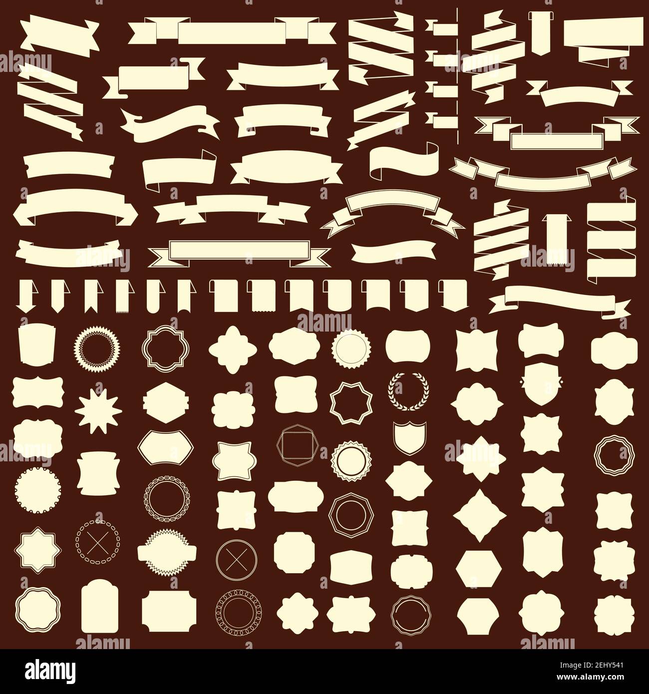 set of ribbons and frame, badge, label. templates for your design Stock ...