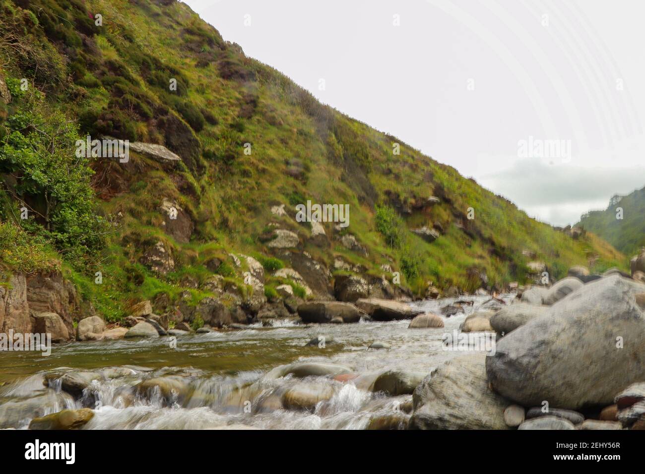 Heddon river flowing through the valley and over rocky ground Stock ...