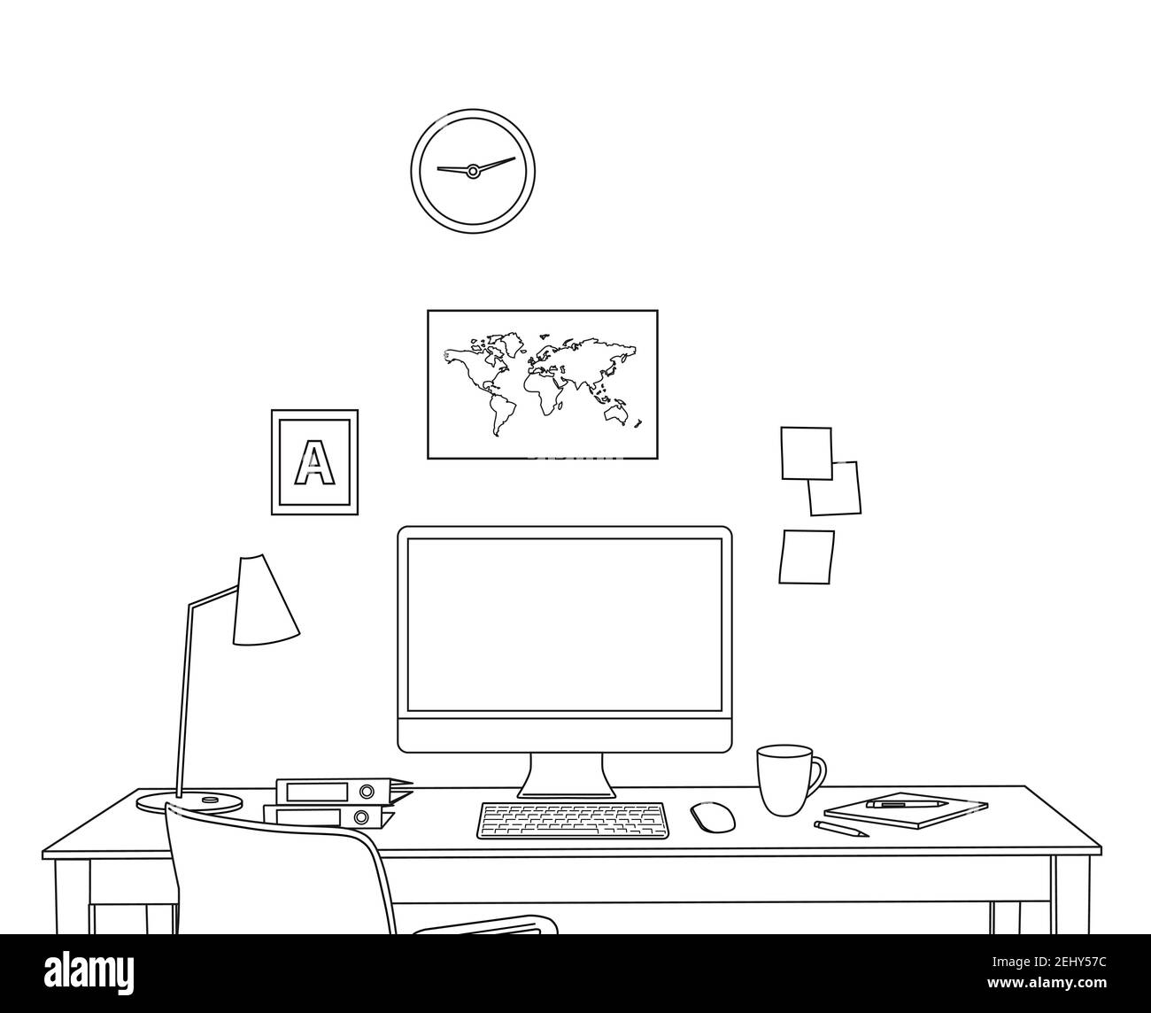 Sketch Modern Office Interior Sketch Modern Office Interior Stock ...