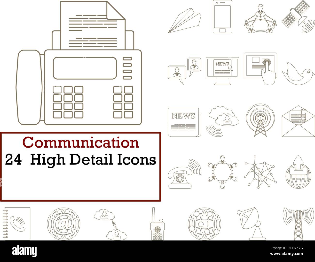 Communication Icon Set. Thin Editable Stroke Line Without Filling ...