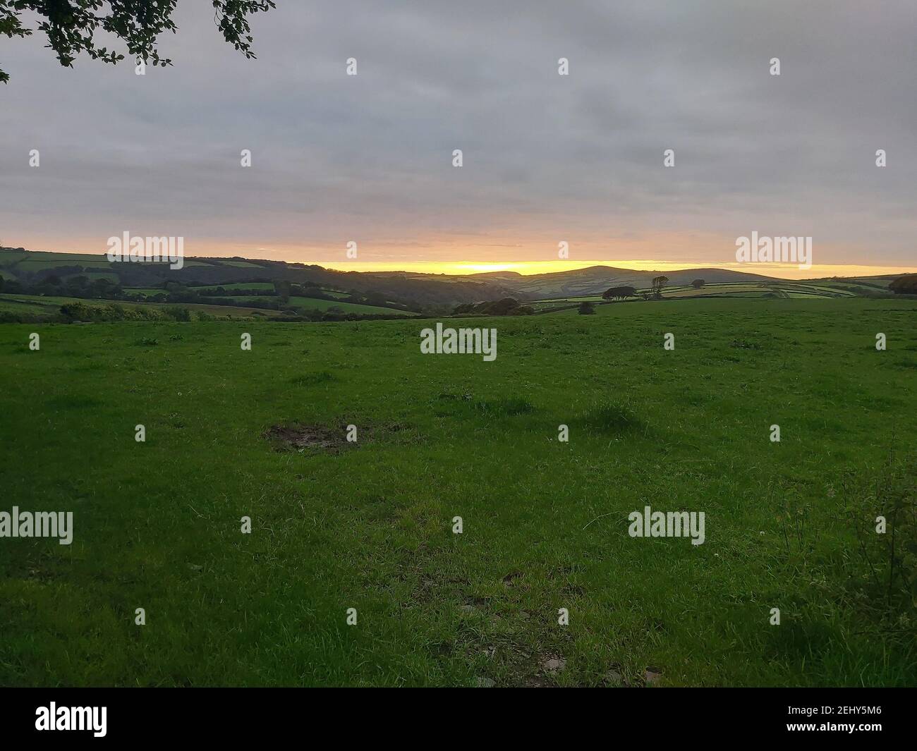 Views over Exmoor at sunset Stock Photo - Alamy
