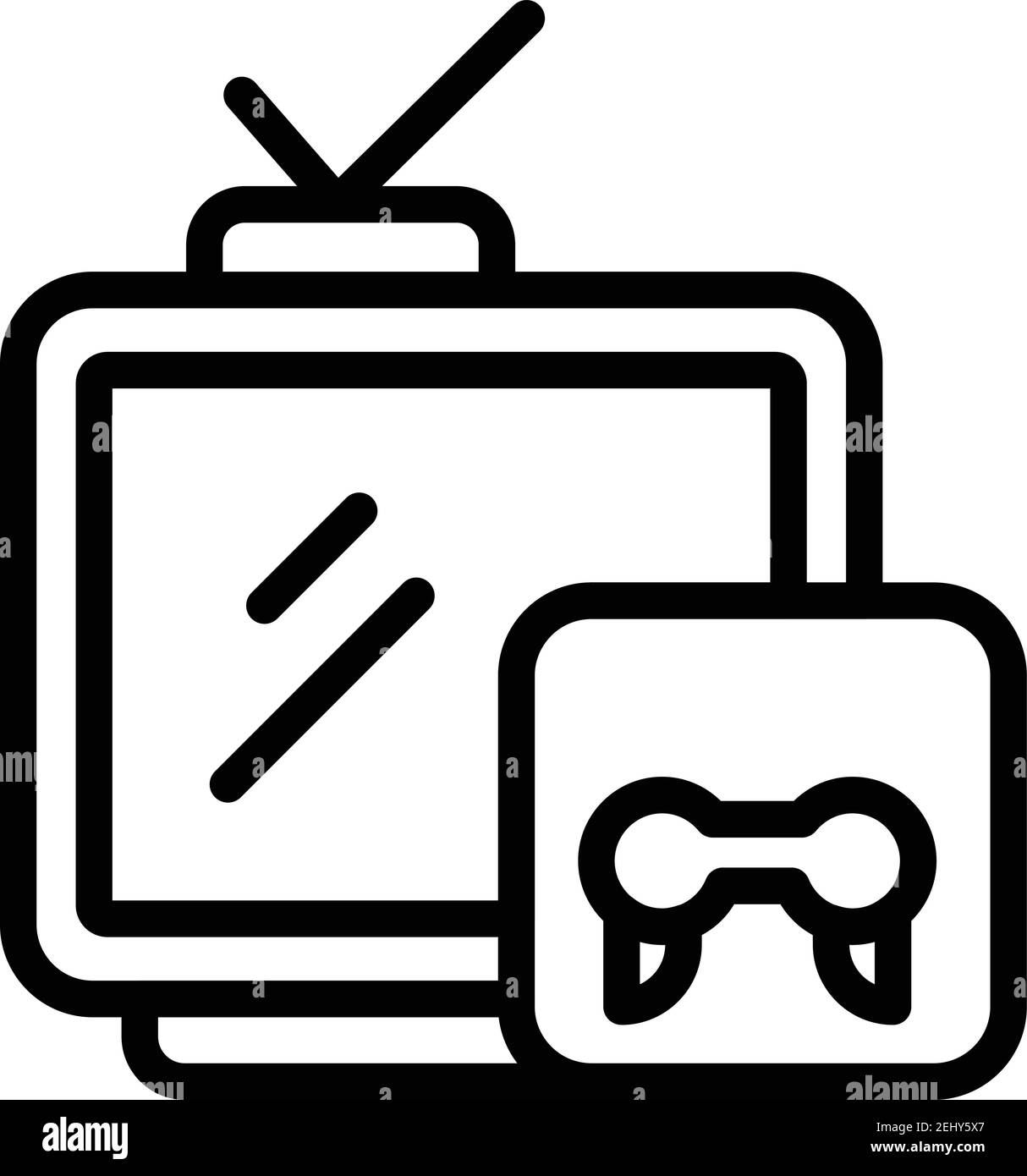 Interactive tv gaming icon. Outline interactive tv gaming vector icon ...