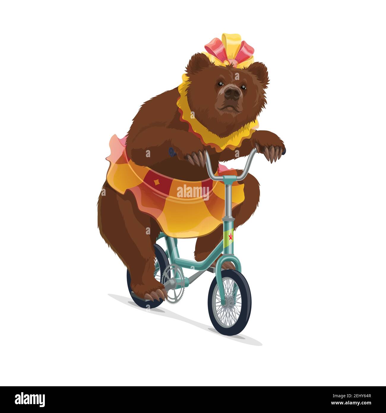 Bear in costume on bicycle from big top circus show. Isolated vector ...