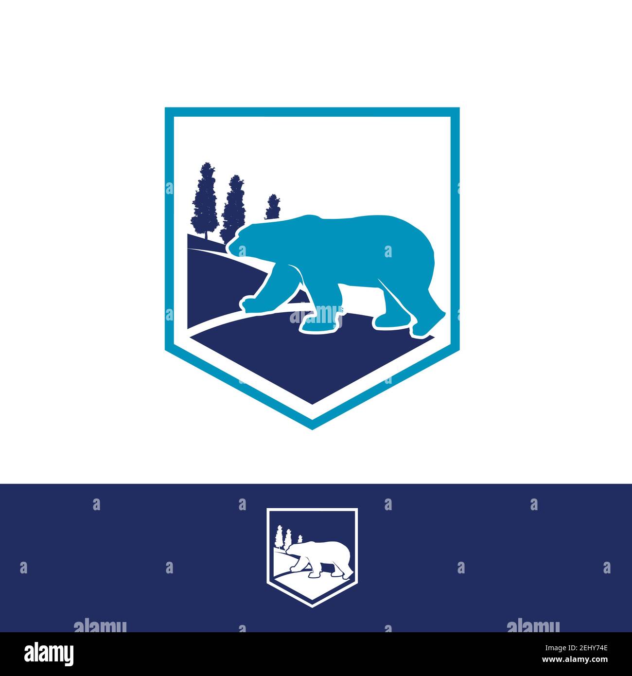 new popular on the shield forest simple bear logo design Vector ...