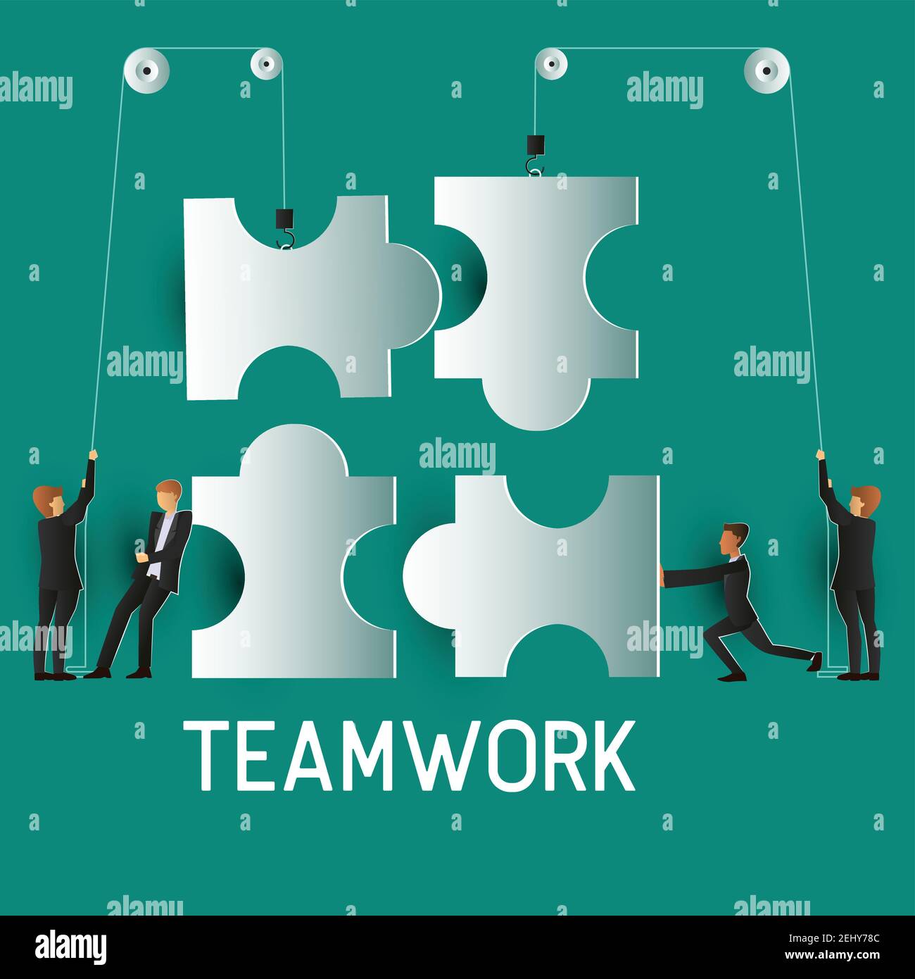 team work business man working and supporting each other. paper art ...
