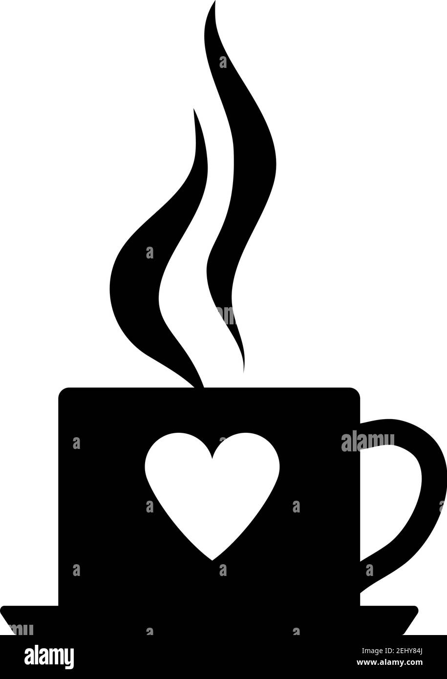Valentine Day Coffee Icon. Black Glyph Design. Vector Illustration ...