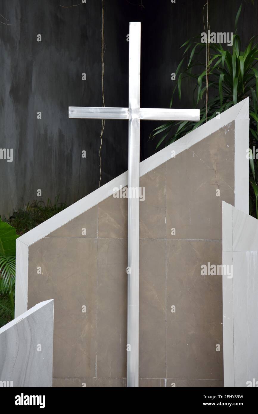 A Monument Of A Christian Cross Stock Photo - Alamy