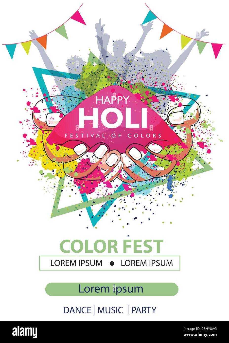 Indian festival happy holy colorful party poster, banner background ...