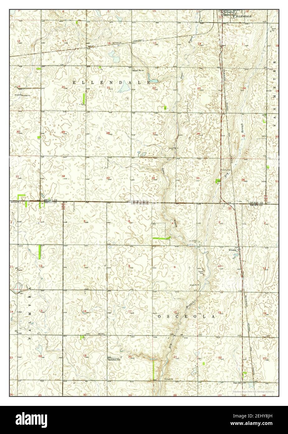 Ellendale South, North Dakota, map 1953, 1:24000, United States of ...