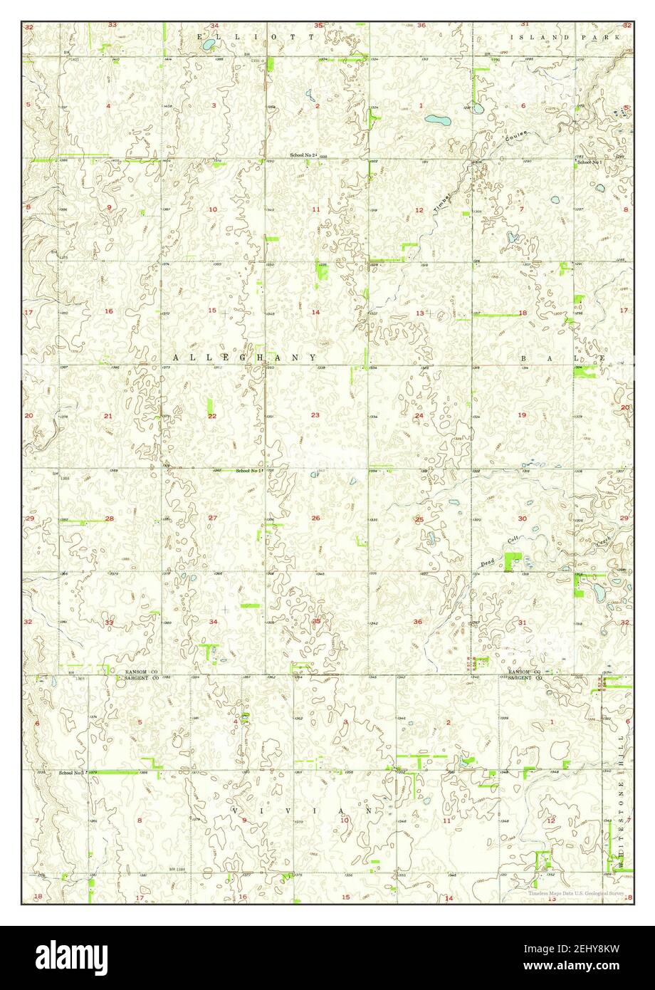 Elliott SE, North Dakota, map 1957, 1:24000, United States of America ...