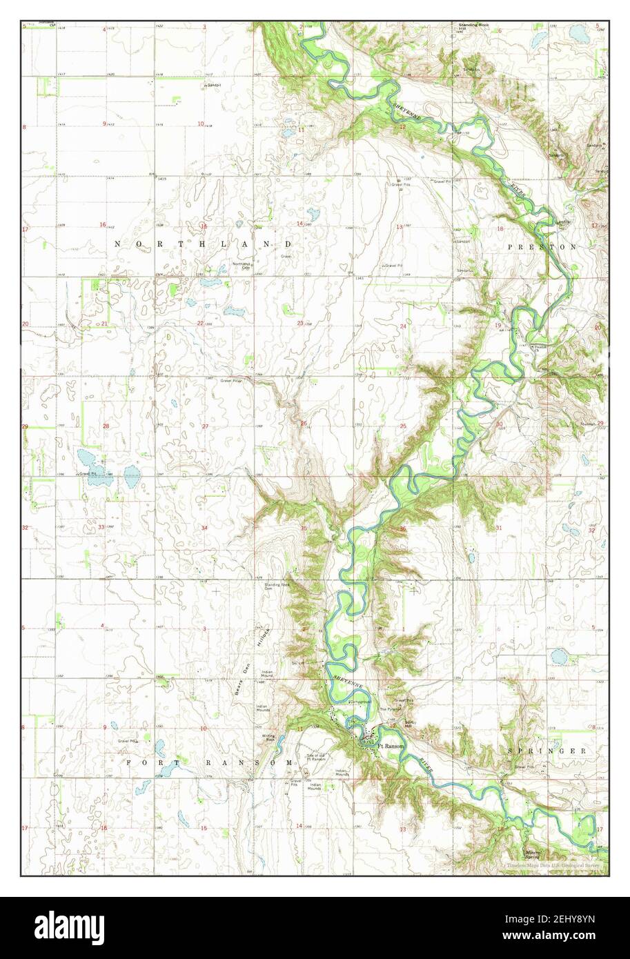 Ft Ransom, North Dakota, map 1967, 1:24000, United States of America by ...