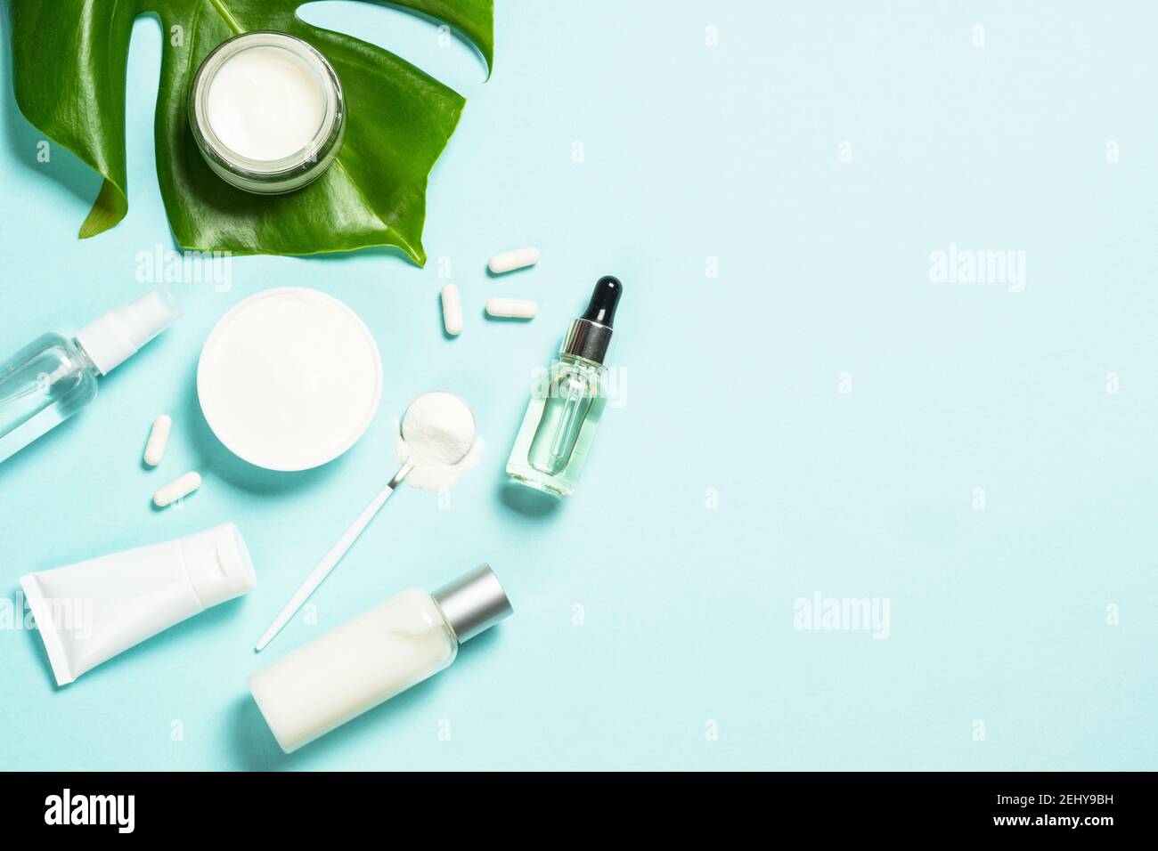 Collagen powder dietary supplement at blue Stock Photo - Alamy