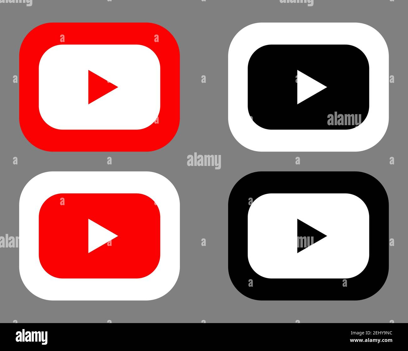 Youtube buttons set. Modern icons. Vector illustration isolated on gray ...