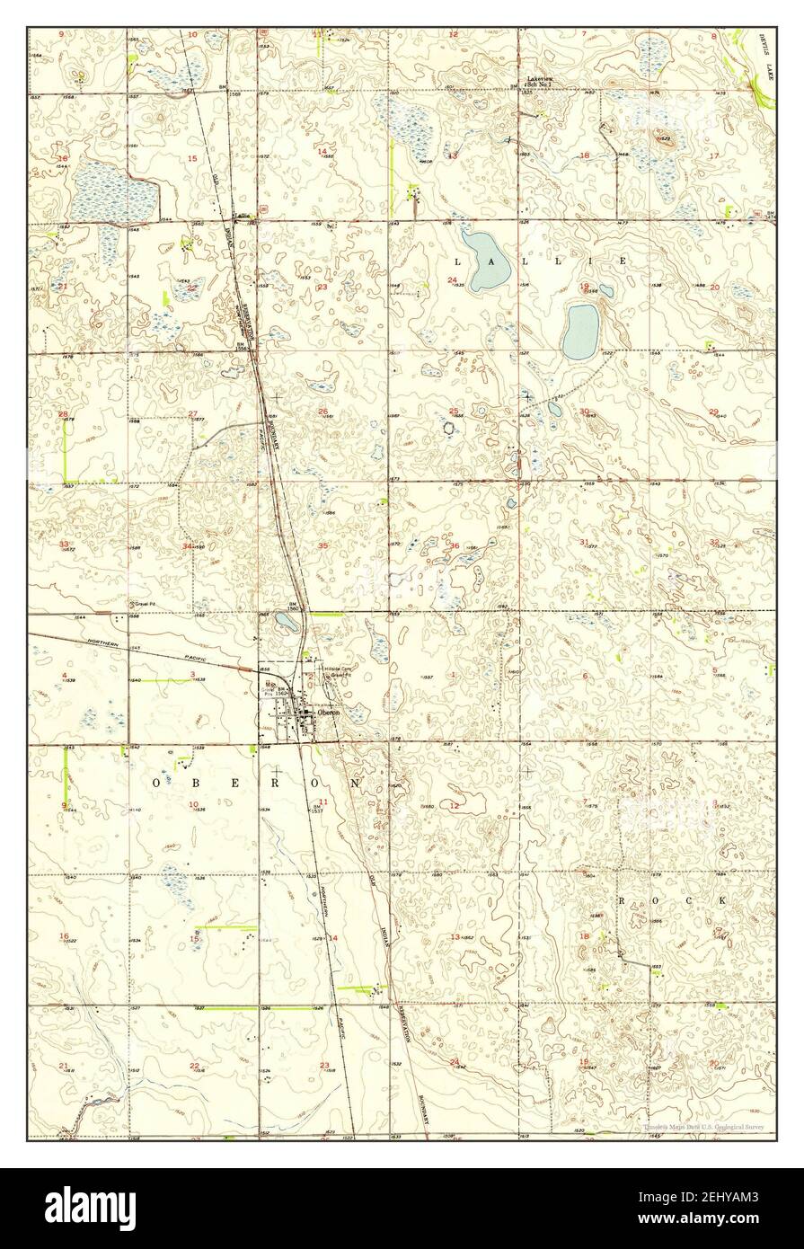 Oberon, North Dakota, map 1951, 1:24000, United States of America by ...