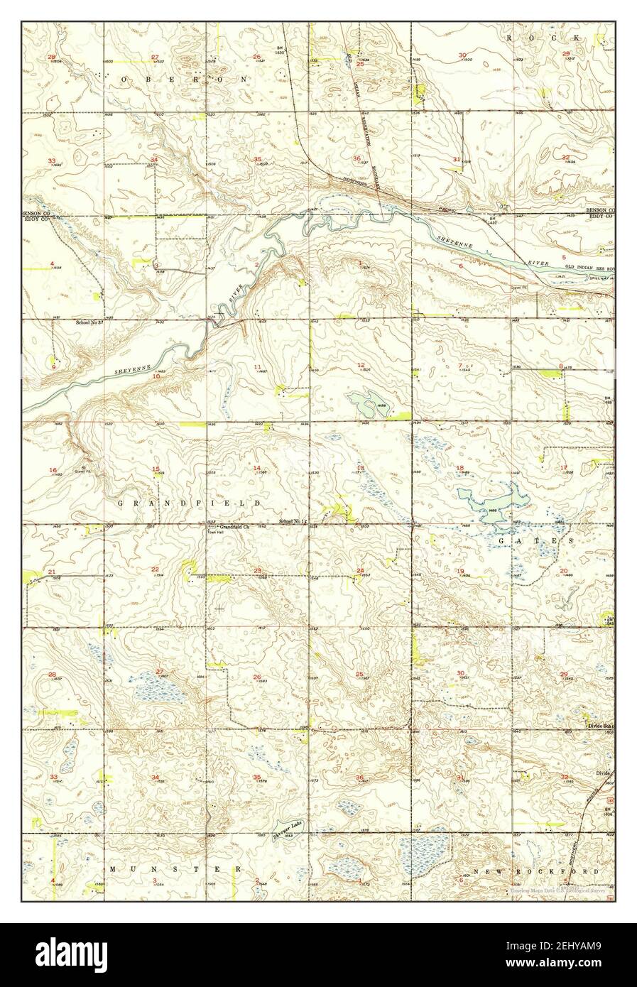 Oberon SW, North Dakota, map 1950, 1:24000, United States of America by ...