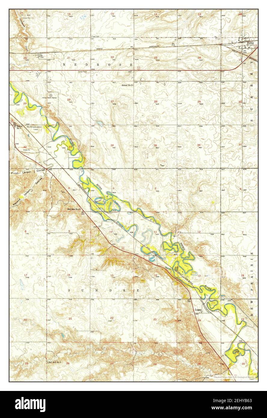 Surrey, North Dakota, map 1949, 1:24000, United States of America by ...