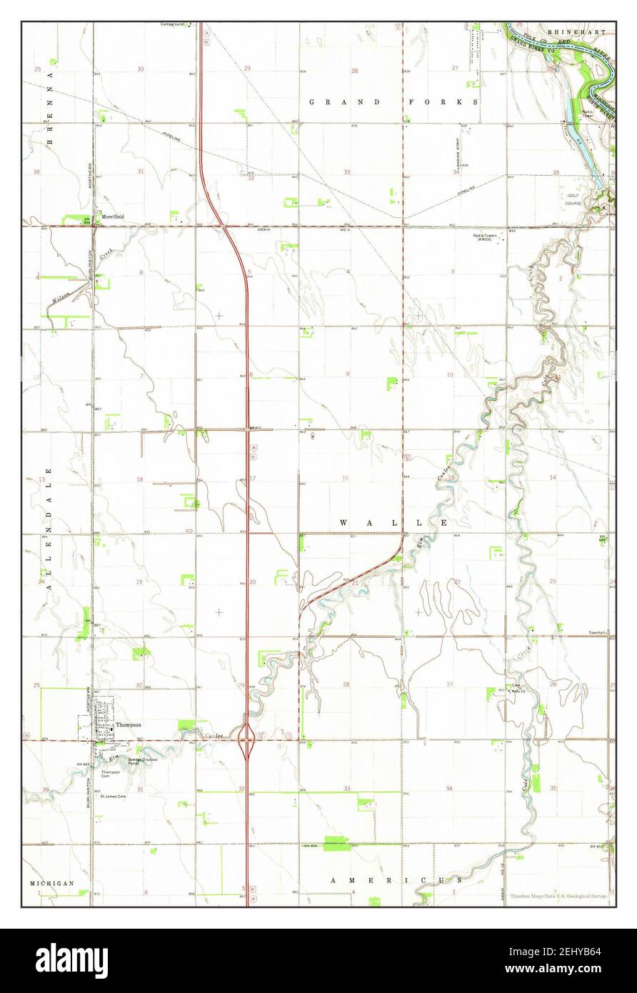Map of thompson north dakota Cut Out Stock Images & Pictures - Alamy