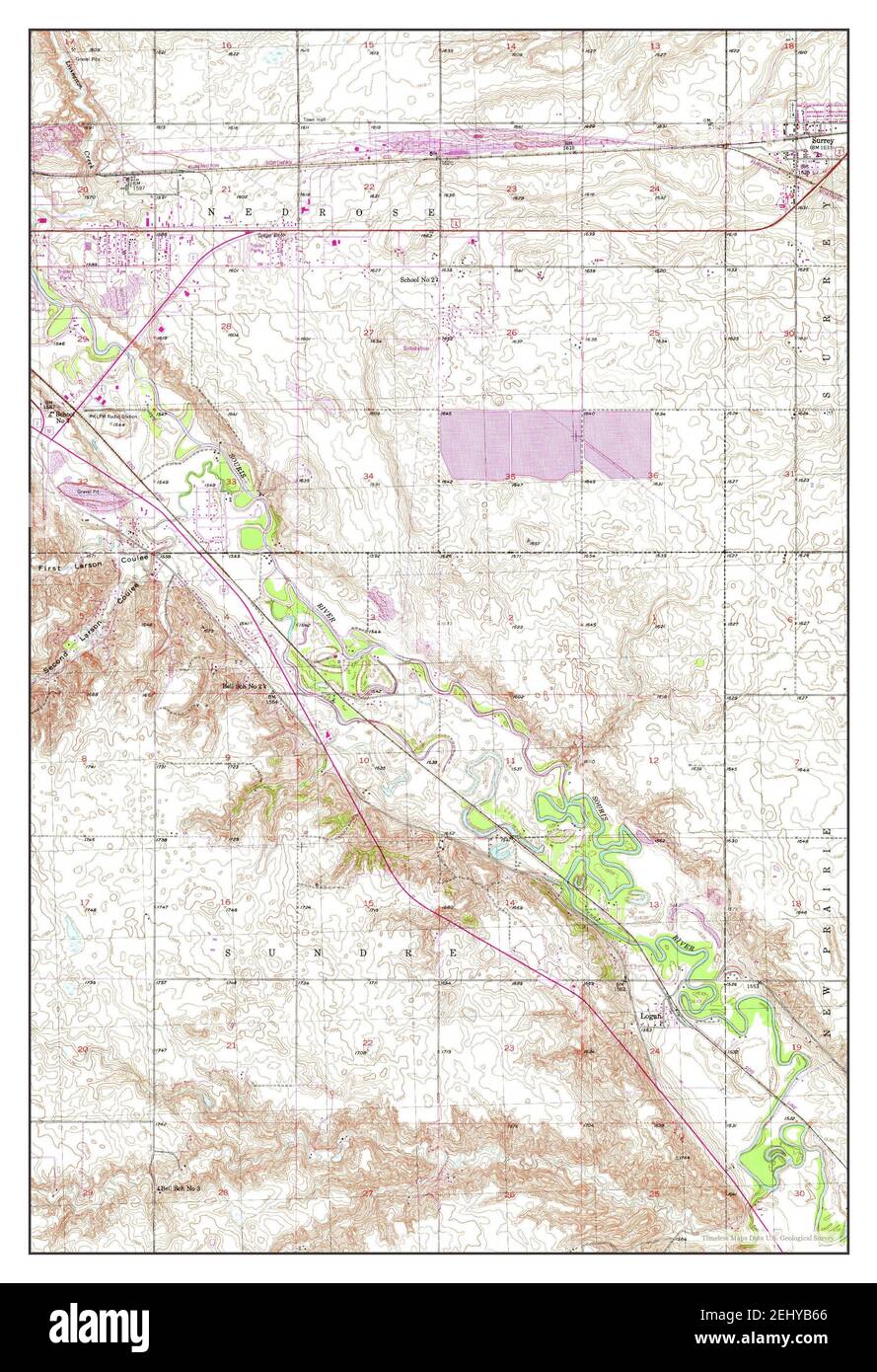 Map of surrey north dakota Cut Out Stock Images & Pictures - Alamy
