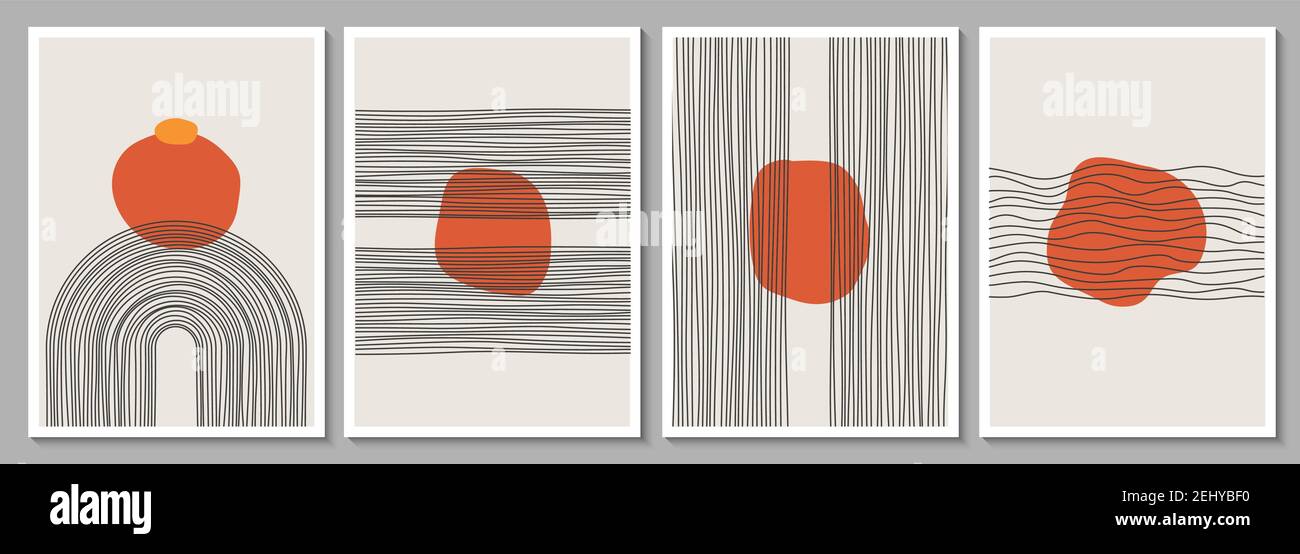Geometric minimalist abstract hand painted poster for wall decor, print ...