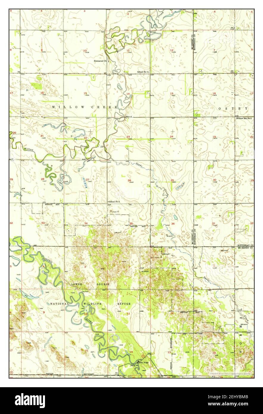 Willow City SW, North Dakota, map 1950, 1:24000, United States of ...