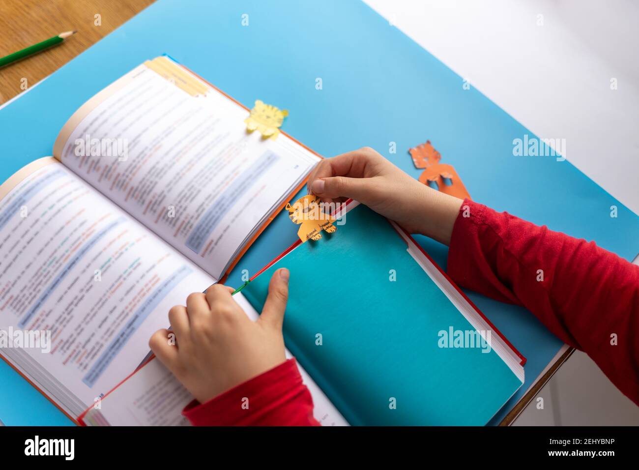 book with paper tiger bookmarks , soft focus, DIY, year of the tiger ...