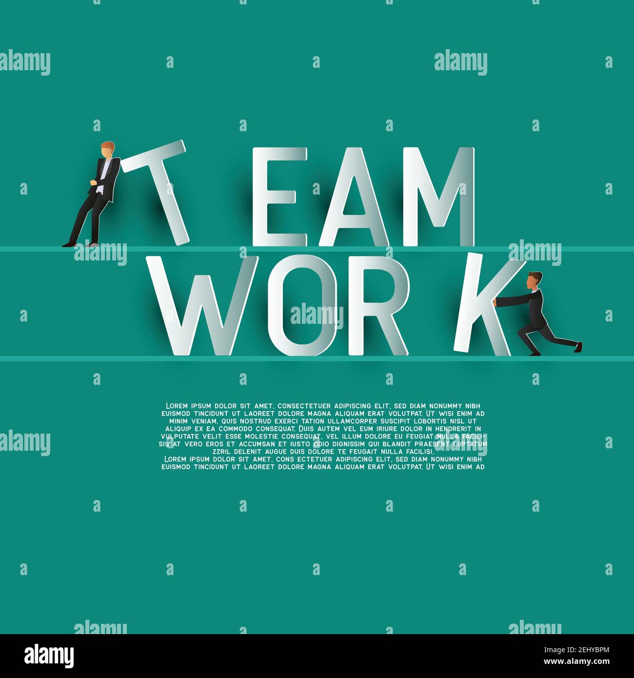 team work business man working and supporting each other. paper art ...