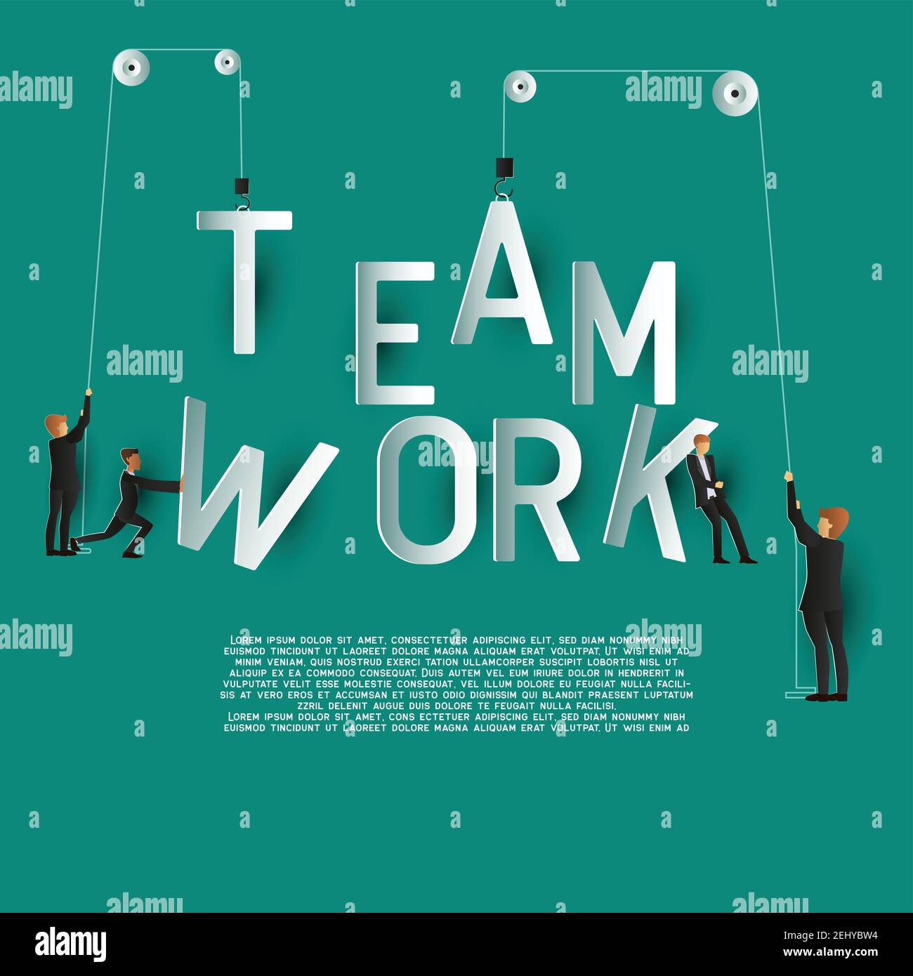 team work business man working and supporting each other. paper art ...