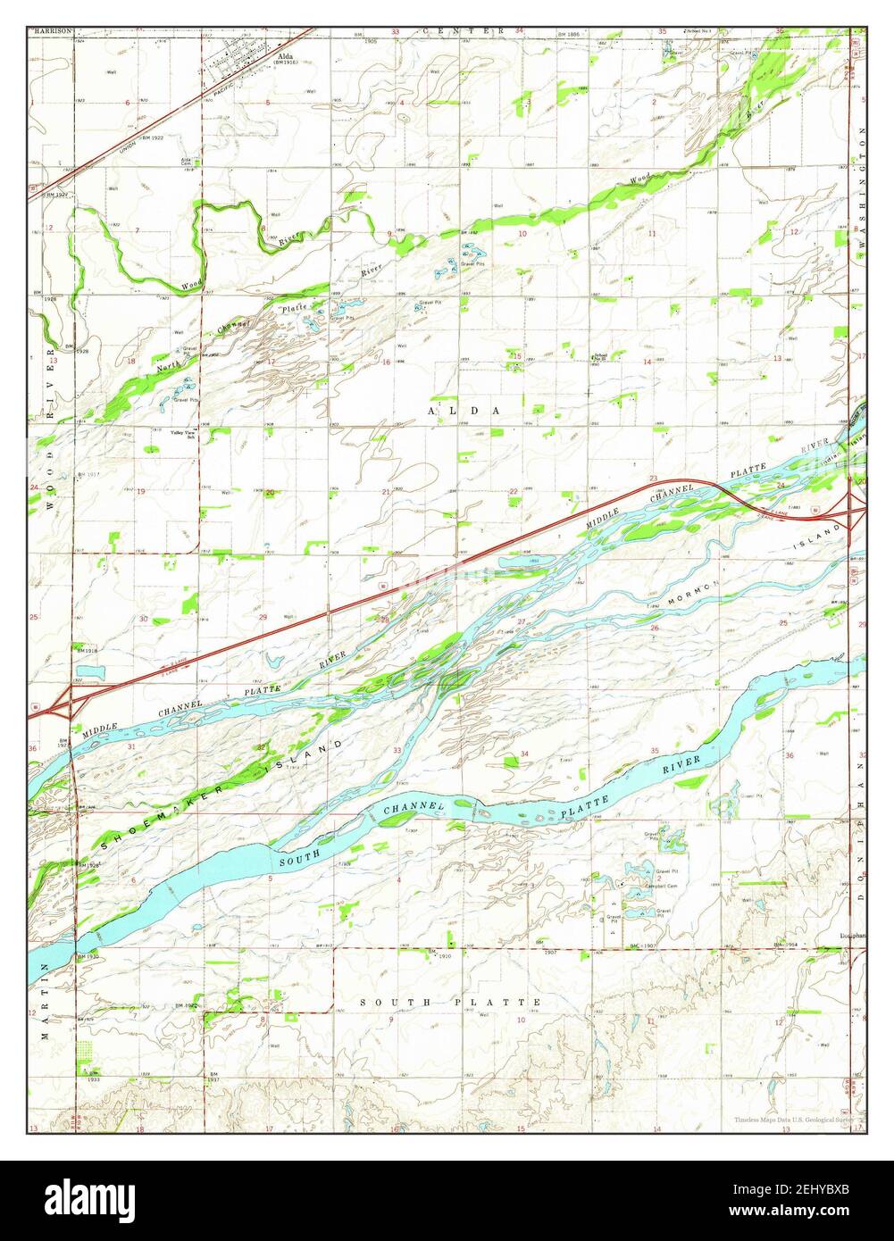 Alda, Nebraska, map 1962, 1:24000, United States of America by Timeless ...