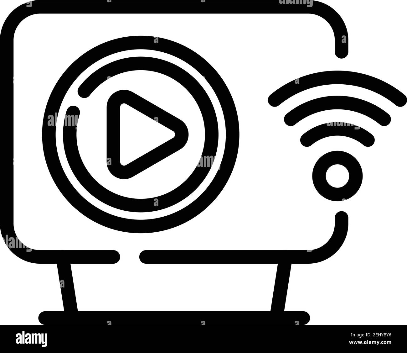 Interactive tv wifi icon. Outline interactive tv wifi vector icon for ...