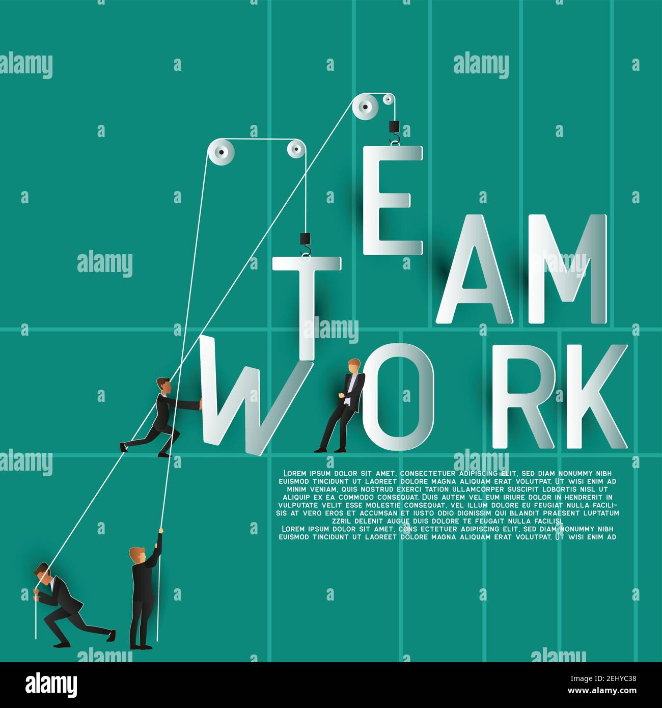 team work business man working and supporting each other. paper art ...