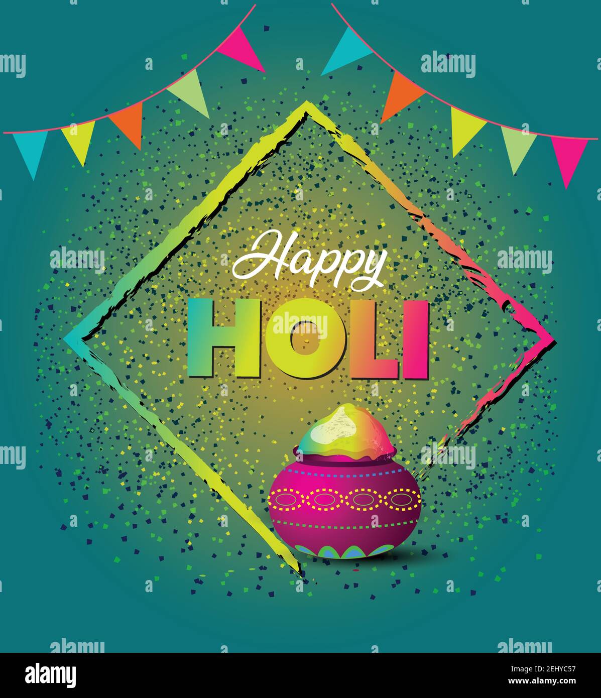 illustration of colorful gulal (powder color) and Happy Holi Background ...
