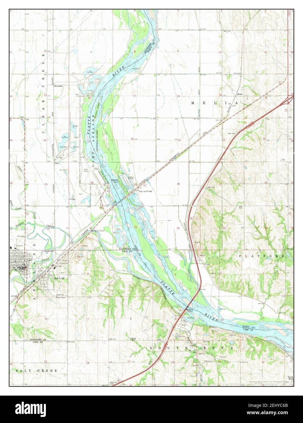 Map of ashland nebraska hi-res stock photography and images - Alamy