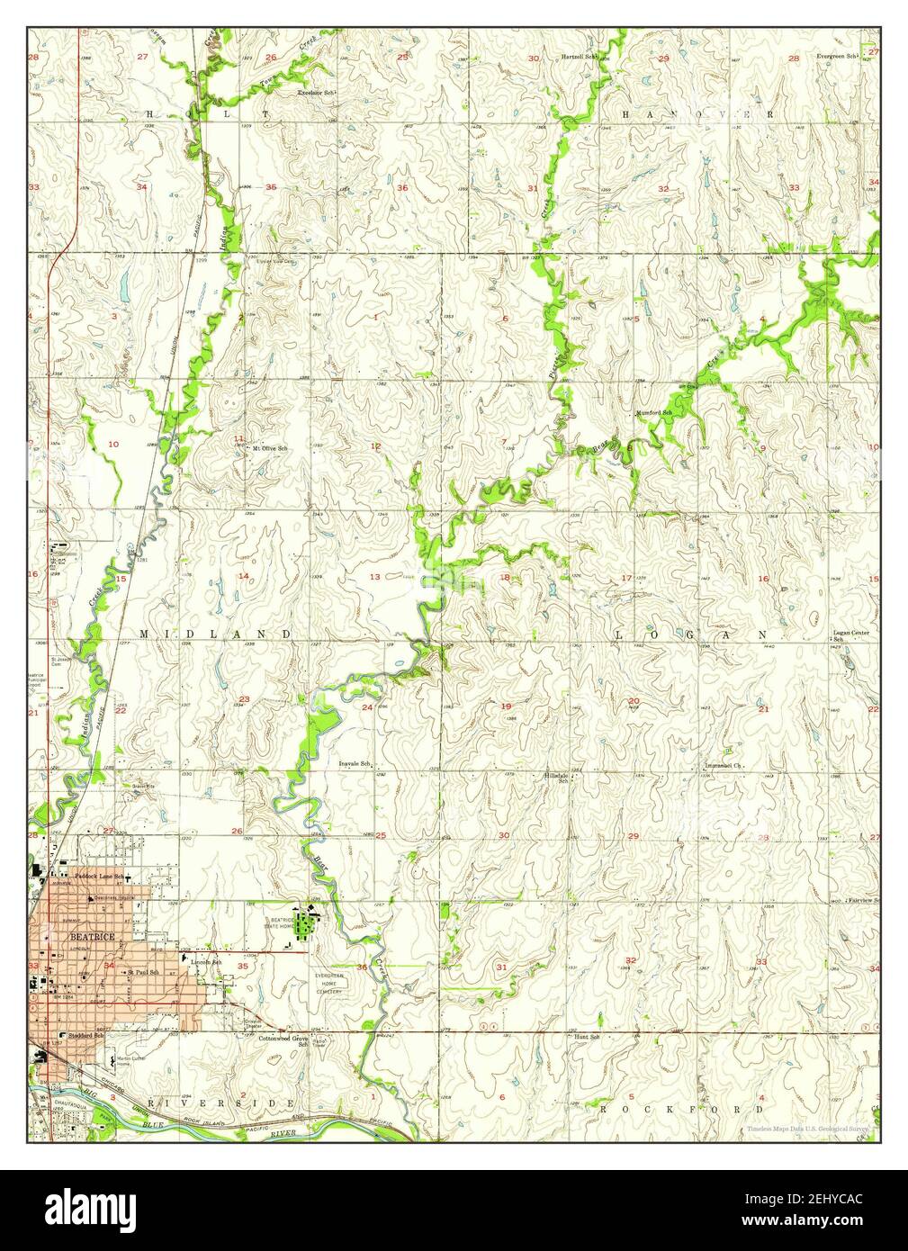 Beatrice East, Nebraska, map 1957, 1:24000, United States of America by ...