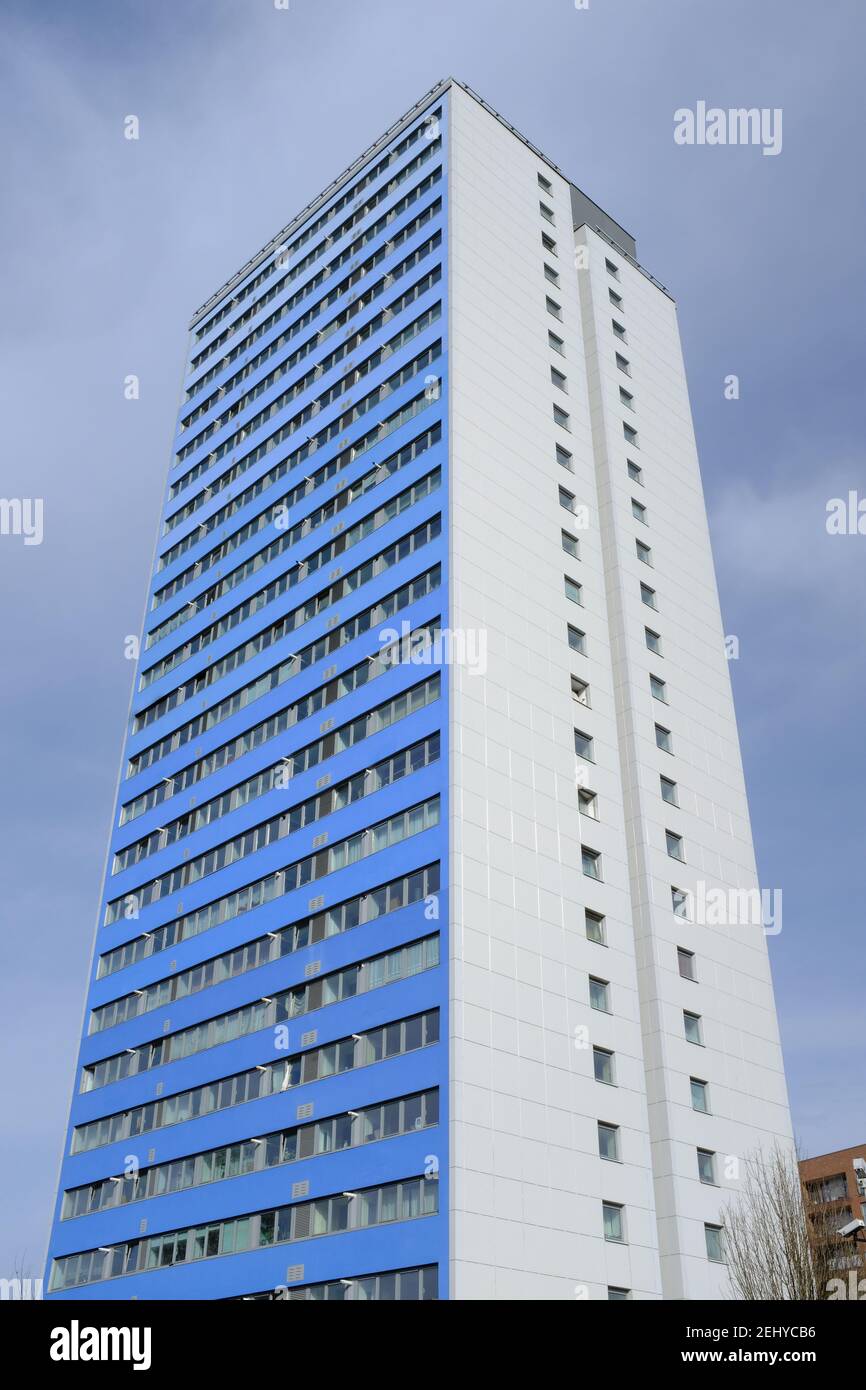 NEWHAM, LONDON - 20TH FEBRUARY 2021: Ferrier Point high rise in Canning ...