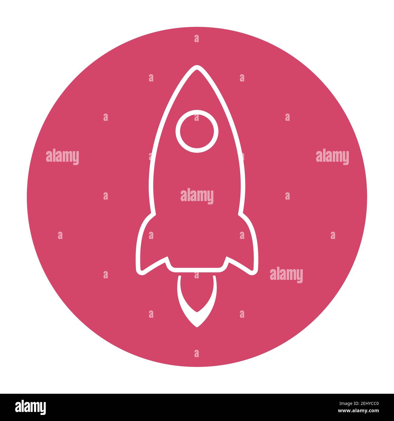 Simple Line Icon sign - start up your business. A rocket in a circle ...