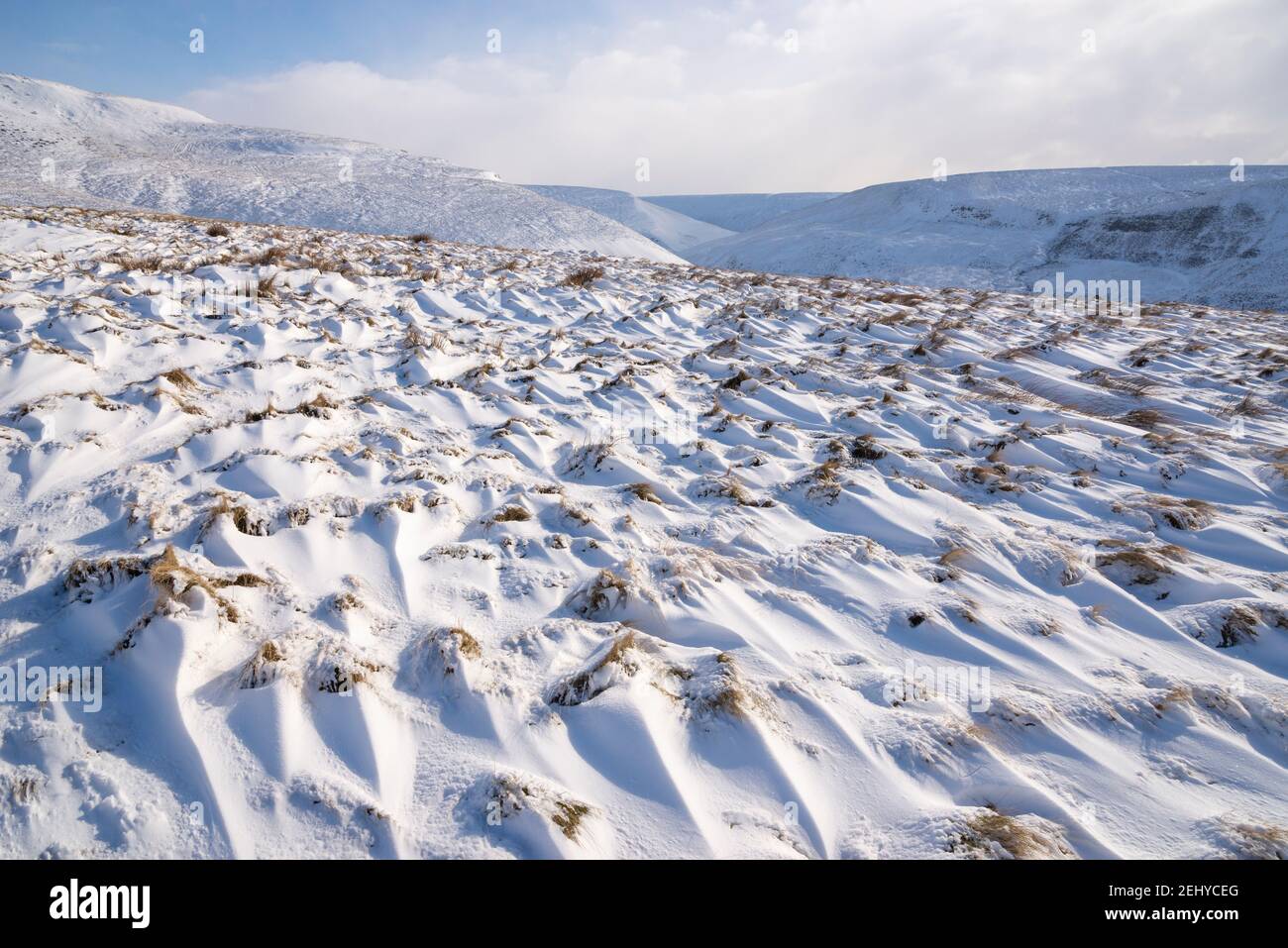 Patterns of Drifting snow on the exposed Pennine moorland above Glossop ...