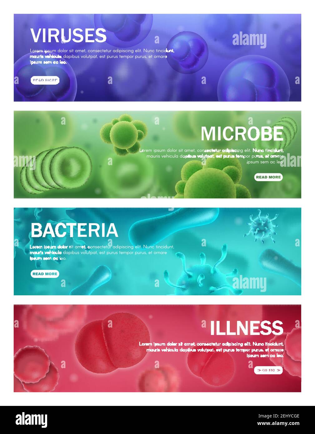Viruses, bacteria and microbe medical viral disease banners. Vector ...