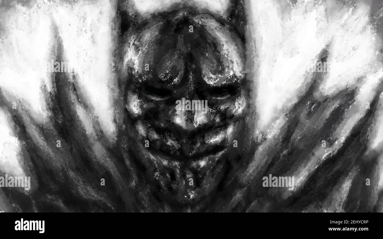 Scary drawn superhero character. Illustration in genre of comic fiction ...